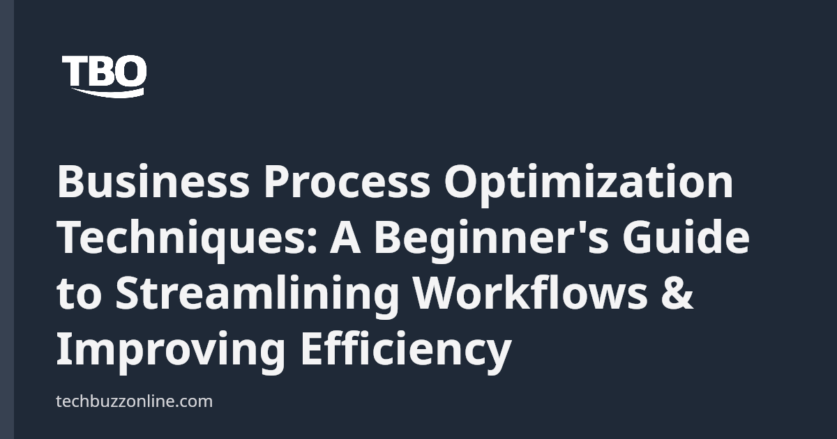 Business Process Optimization Techniques: A Beginner's Guide to Streamlining Workflows ...