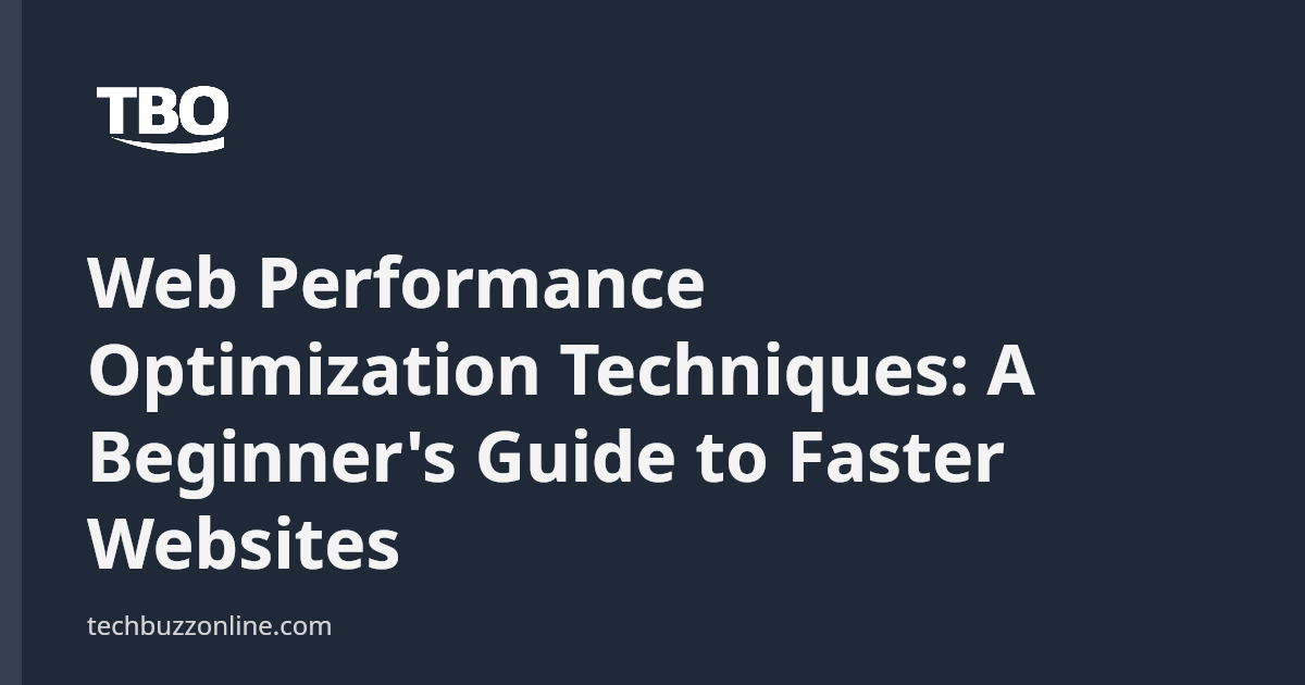 Web Performance Optimization Techniques: A Beginner's Guide to Faster ...